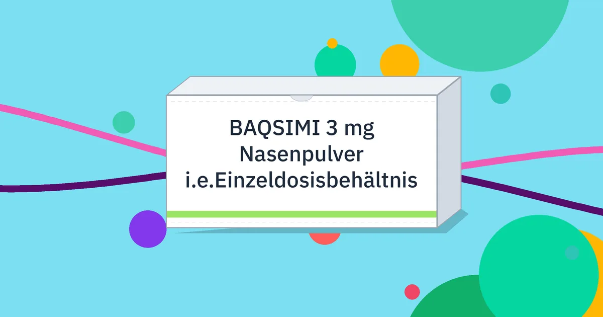 Symbolbild: Packung mit der Aufschrift BAQSIMI 3 mg Nasenpulver i.e.Einzeldosisbehältnis (PZN 19687548) – Verfügbarkeit und Bezug in Apotheken in Frankfurt am Main