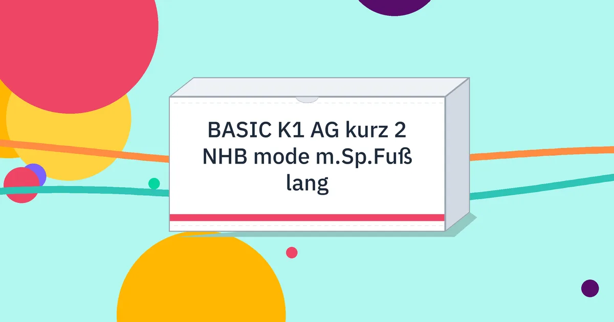Symbolbild: Packung mit der Aufschrift BASIC K1 AG kurz 2 NHB mode m.Sp.Fuß lang (PZN 20260252) – Verfügbarkeit und Bezug in Apotheken in Frankfurt am Main
