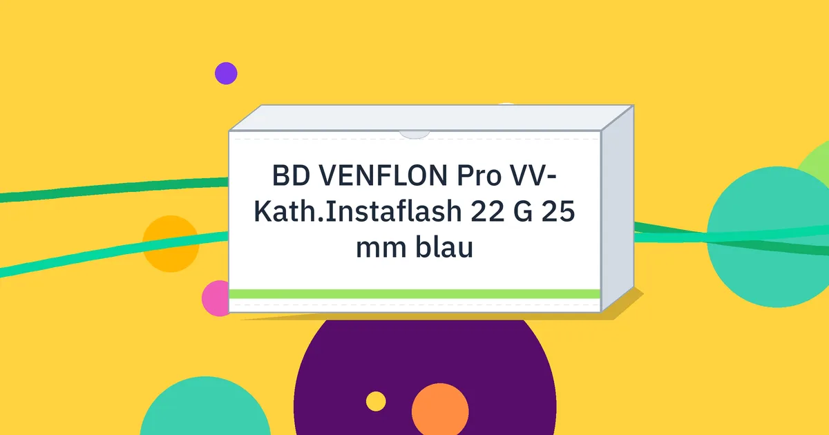 Symbolbild: Packung mit der Aufschrift BD VENFLON Pro VV-Kath.Instaflash 22 G 25 mm blau (PZN 20273390) – Verfügbarkeit und Bezug in Apotheken in Frankfurt am Main