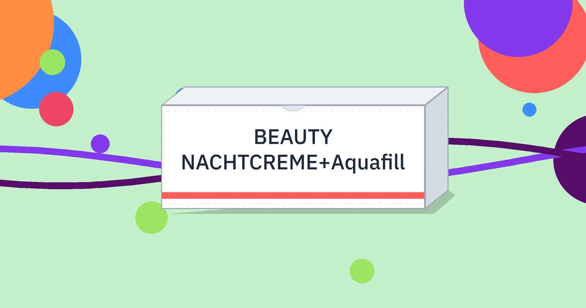 Symbolbild: Packung mit der Aufschrift BEAUTY NACHTCREME+Aquafill (PZN 19907458) – Verfügbarkeit und Bezug in Apotheken in Frankfurt am Main
