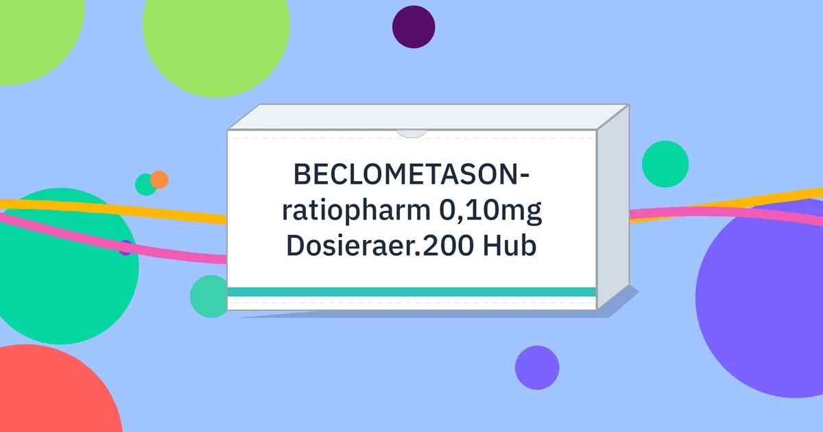 Symbolbild: Packung mit der Aufschrift BECLOMETASON-ratiopharm 0,10mg Dosieraer.200 Hub (PZN 01660230) – Verfügbarkeit und Bezug in Apotheken in Frankfurt am Main