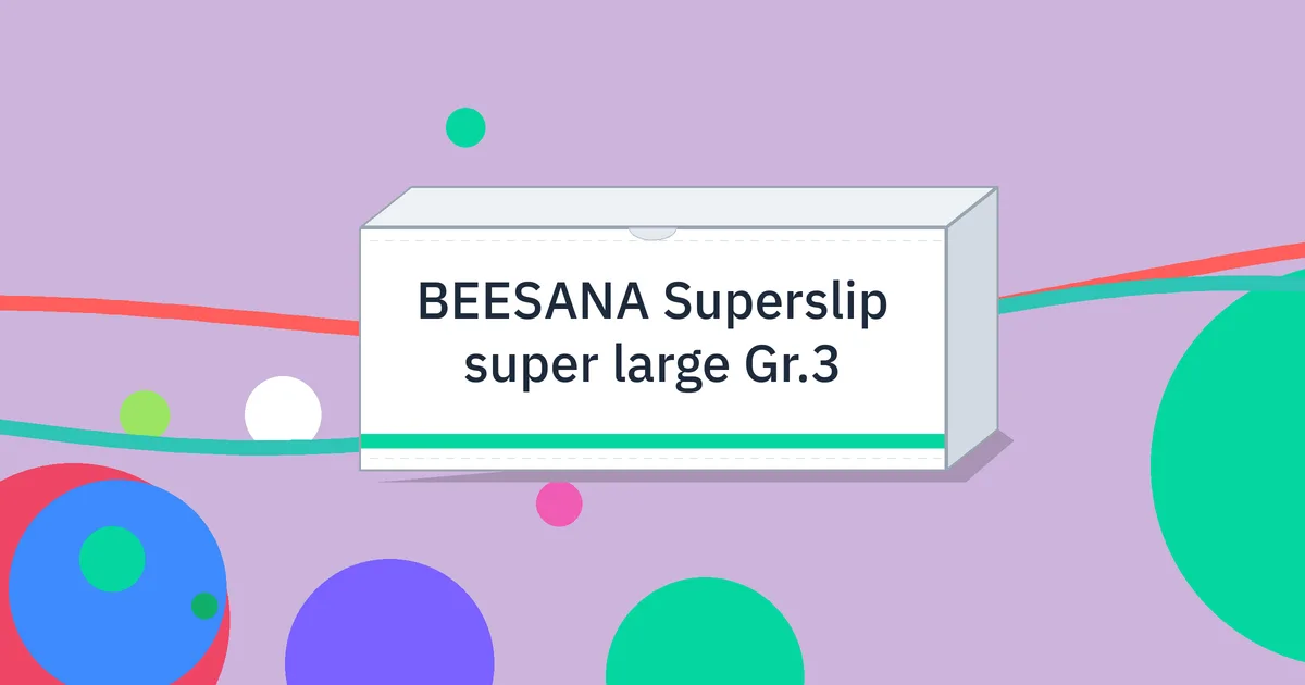 Symbolbild: Packung mit der Aufschrift BEESANA Superslip super large Gr.3 (PZN 00351917) – Verfügbarkeit und Bezug in Apotheken in Frankfurt am Main