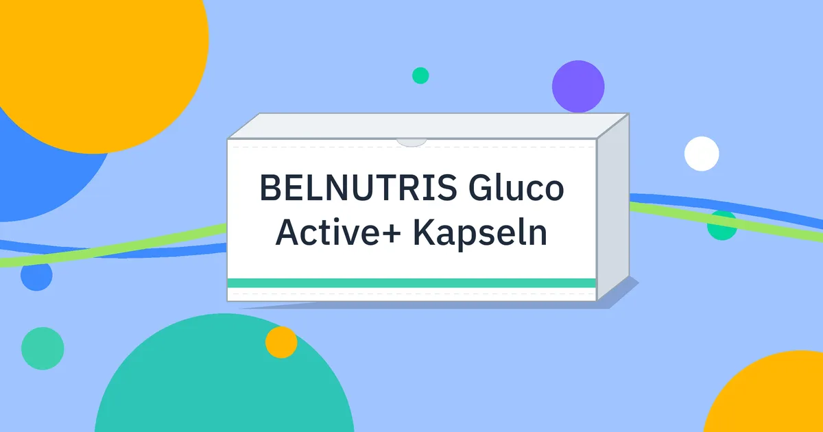 Symbolbild: Packung mit der Aufschrift BELNUTRIS Gluco Active+ Kapseln (PZN 19637993) – Verfügbarkeit und Bezug in Apotheken in Frankfurt am Main