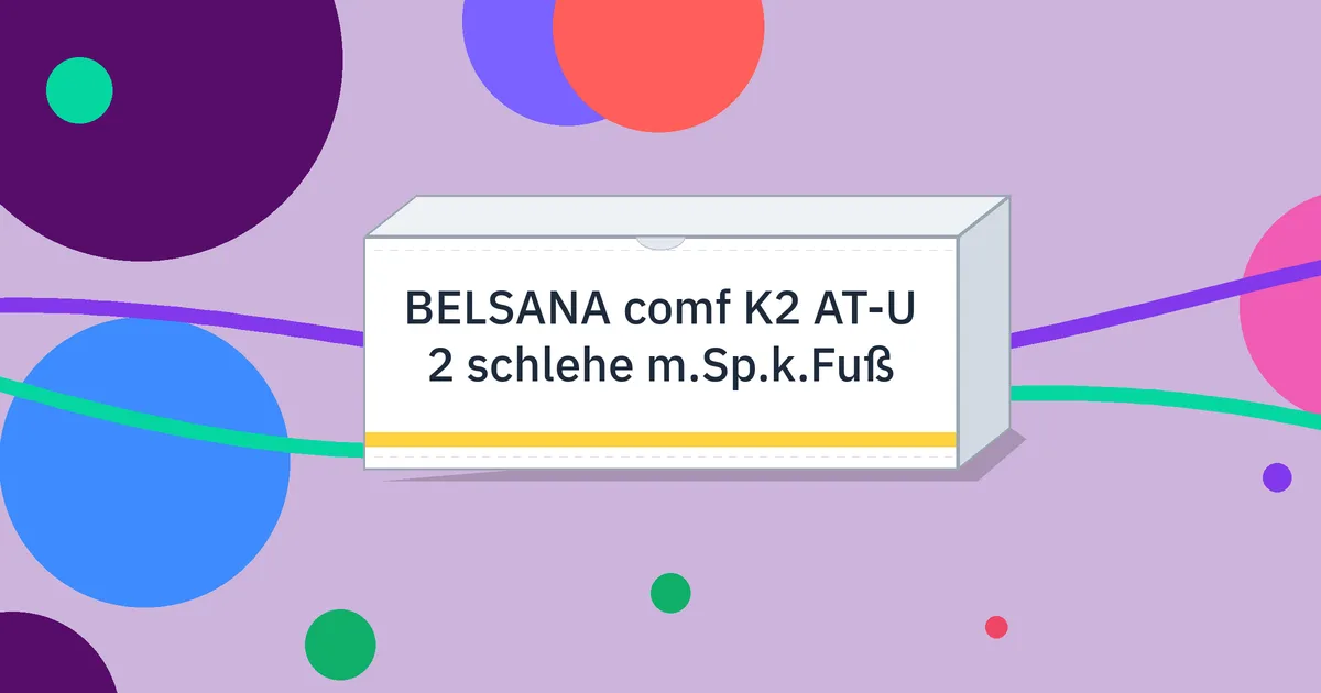 Symbolbild: Packung mit der Aufschrift BELSANA comf K2 AT-U 2 schlehe m.Sp.k.Fuß (PZN 12333132) – Verfügbarkeit und Bezug in Apotheken in Frankfurt am Main