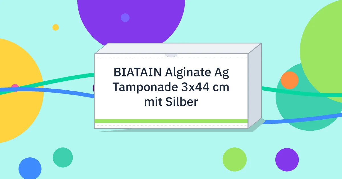 Symbolbild: Packung mit der Aufschrift BIATAIN Alginate Ag Tamponade 3x44 cm mit Silber (PZN 11117248) – Verfügbarkeit und Bezug in Apotheken in Frankfurt am Main