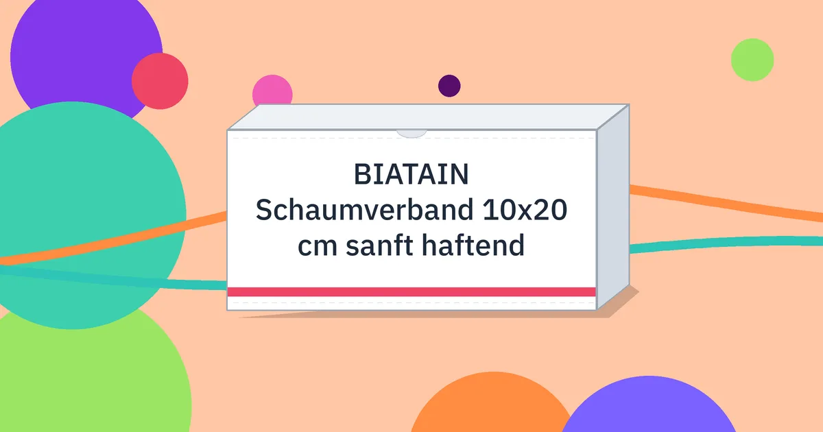 Symbolbild: Packung mit der Aufschrift BIATAIN Schaumverband 10x20 cm sanft haftend (PZN 18120408) – Verfügbarkeit und Bezug in Apotheken in Frankfurt am Main
