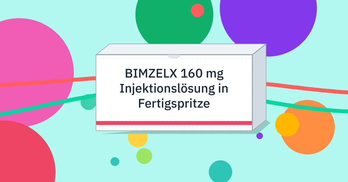 Symbolbild: Packung mit der Aufschrift BIMZELX 160 mg Injektionslösung in Fertigspritze (PZN 18404442) – Verfügbarkeit und Bezug in Apotheken in Frankfurt am Main