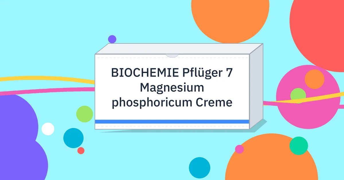 Symbolbild: Packung mit der Aufschrift BIOCHEMIE Pflüger 7 Magnesium phosphoricum Creme (PZN 05992762) – Verfügbarkeit und Bezug in Apotheken in Frankfurt am Main
