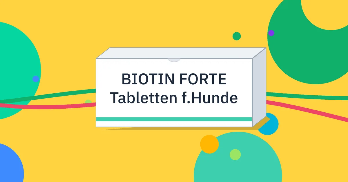 Symbolbild: Packung mit der Aufschrift BIOTIN FORTE Tabletten f.Hunde (PZN 05741965) – Verfügbarkeit und Bezug in Apotheken in Frankfurt am Main