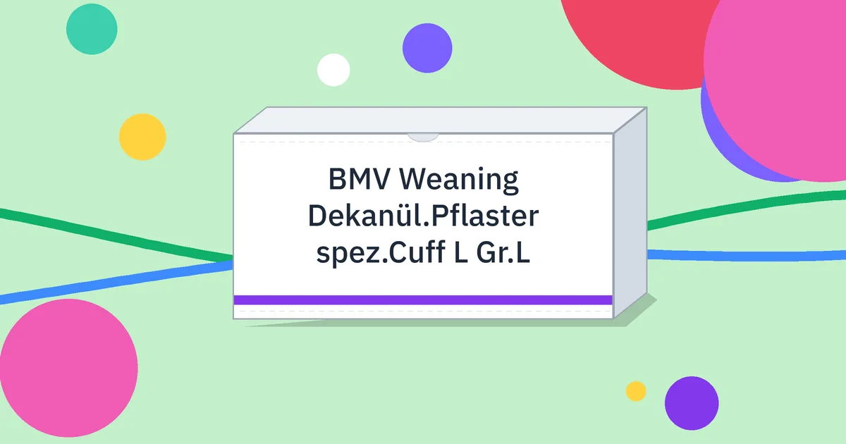 Symbolbild: Packung mit der Aufschrift BMV Weaning Dekanül.Pflaster spez.Cuff L Gr.L (PZN 16608608) – Verfügbarkeit und Bezug in Apotheken in Frankfurt am Main