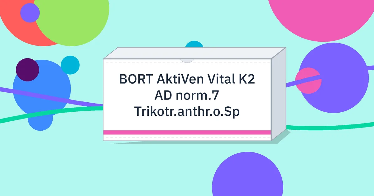 Symbolbild: Packung mit der Aufschrift BORT AktiVen Vital K2 AD norm.7 Trikotr.anthr.o.Sp (PZN 13728387) – Verfügbarkeit und Bezug in Apotheken in Frankfurt am Main