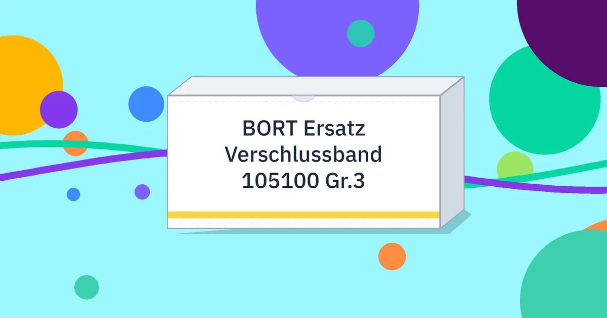 Symbolbild: Packung mit der Aufschrift BORT Ersatz Verschlussband 105100 Gr.3 (PZN 17842708) – Verfügbarkeit und Bezug in Apotheken in Frankfurt am Main
