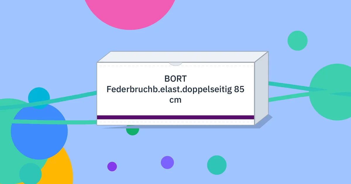 Symbolbild: Packung mit der Aufschrift BORT Federbruchb.elast.doppelseitig 85 cm (PZN 07195900) – Verfügbarkeit und Bezug in Apotheken in Frankfurt am Main