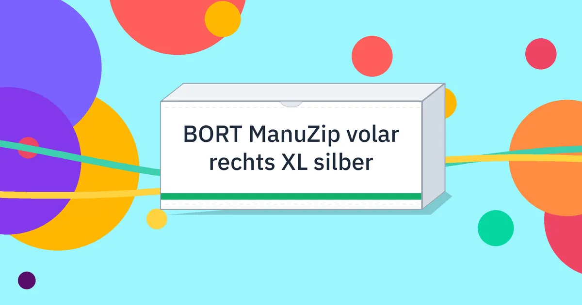 Symbolbild: Packung mit der Aufschrift BORT ManuZip volar rechts XL silber (PZN 05872147) – Verfügbarkeit und Bezug in Apotheken in Frankfurt am Main