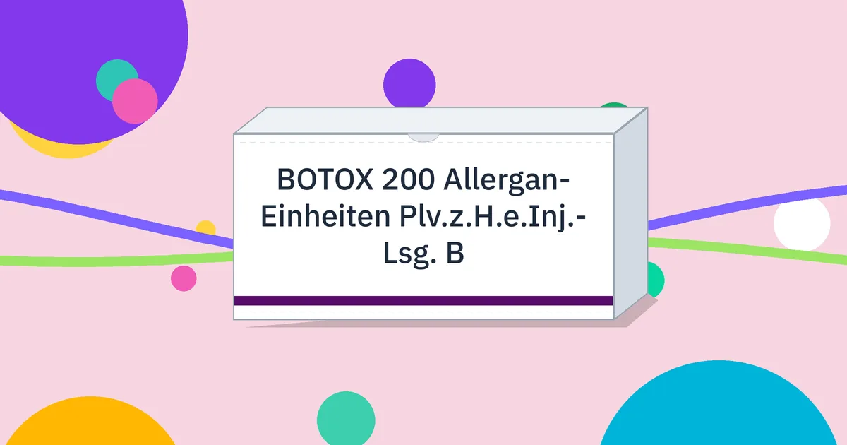Symbolbild: Packung mit der Aufschrift BOTOX 200 Allergan-Einheiten Plv.z.H.e.Inj.-Lsg. B (PZN 11729773) – Verfügbarkeit und Bezug in Apotheken in Frankfurt am Main