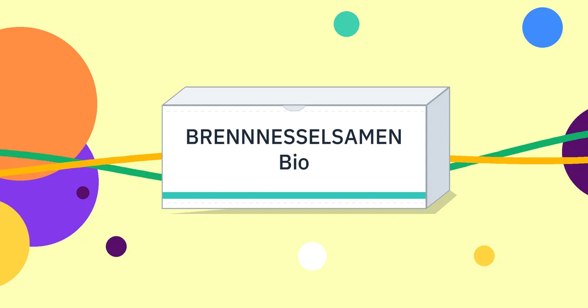 Symbolbild: Packung mit der Aufschrift BRENNNESSELSAMEN Bio (PZN 12648605) – Verfügbarkeit und Bezug in Apotheken in Frankfurt am Main