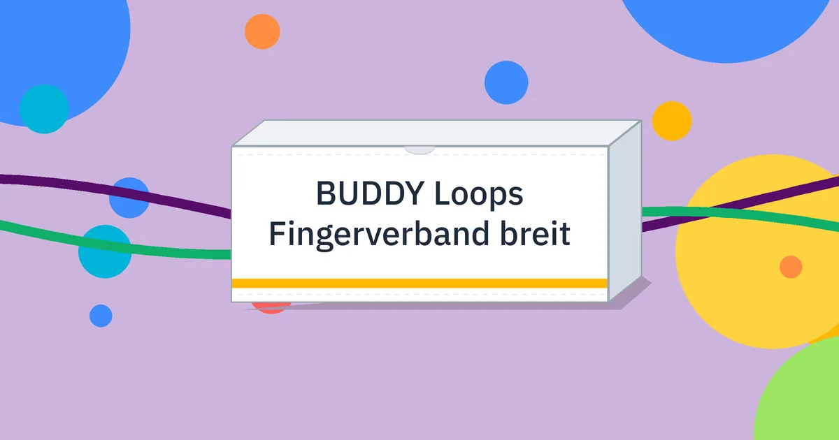 Symbolbild: Packung mit der Aufschrift BUDDY Loops Fingerverband breit (PZN 06711340) – Verfügbarkeit und Bezug in Apotheken in Frankfurt am Main