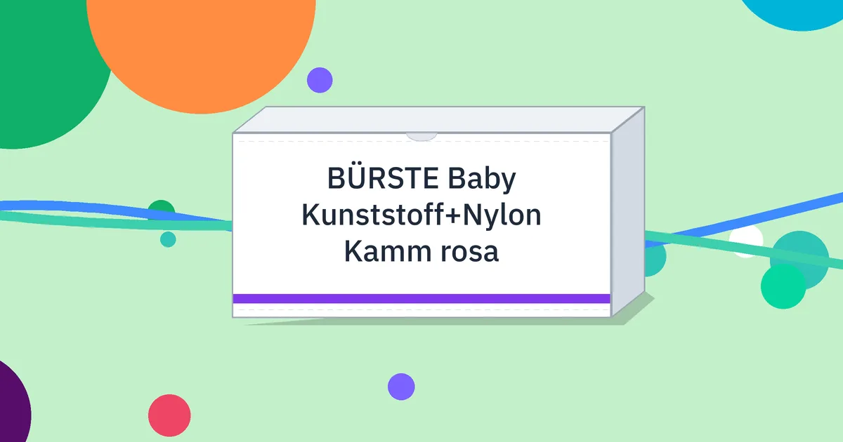 Symbolbild: Packung mit der Aufschrift BÜRSTE Baby Kunststoff+Nylon Kamm rosa (PZN 04171000) – Verfügbarkeit und Bezug in Apotheken in Frankfurt am Main
