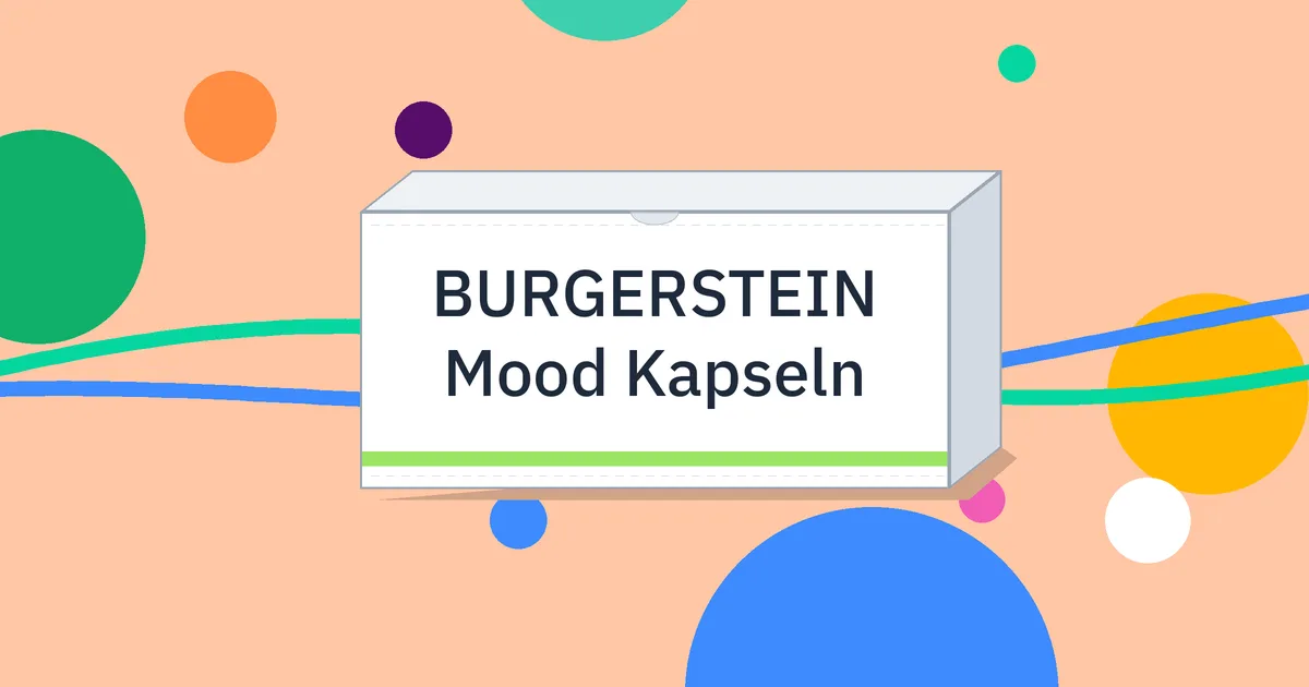 Symbolbild: Packung mit der Aufschrift BURGERSTEIN Mood Kapseln (PZN 17375187) – Verfügbarkeit und Bezug in Apotheken in Frankfurt am Main