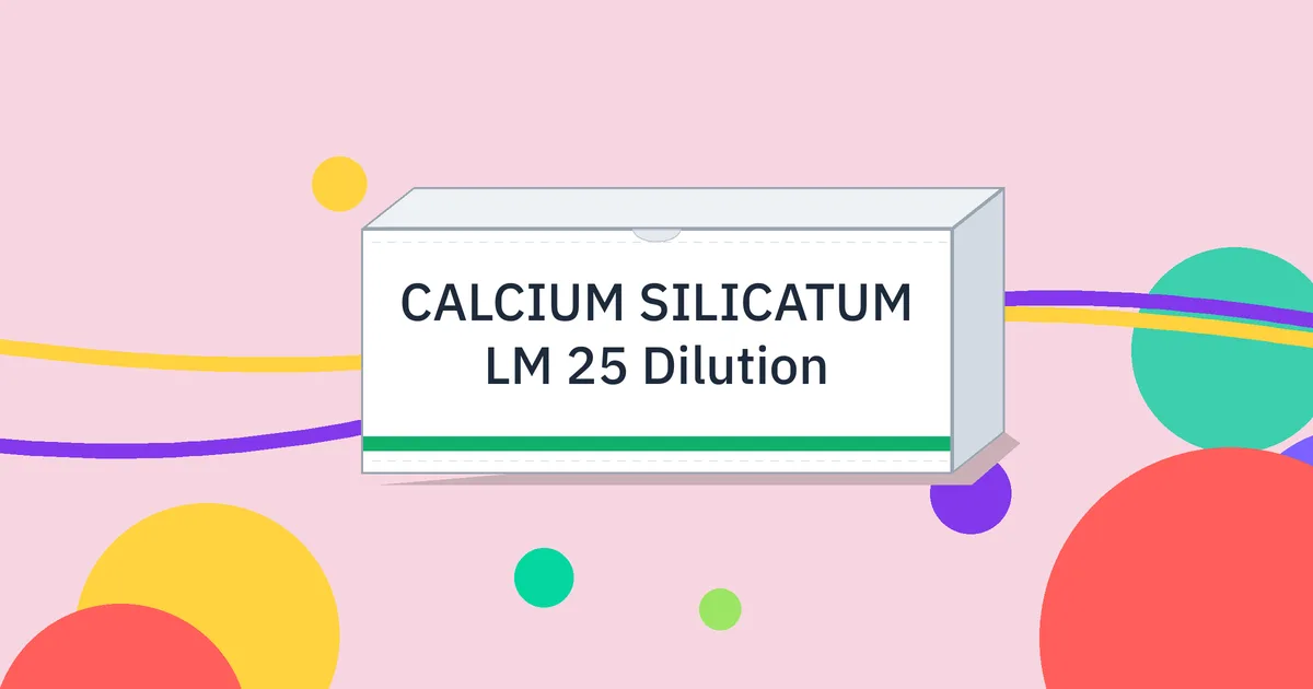 Symbolbild: Packung mit der Aufschrift CALCIUM SILICATUM LM 25 Dilution (PZN 12805772) – Verfügbarkeit und Bezug in Apotheken in Frankfurt am Main