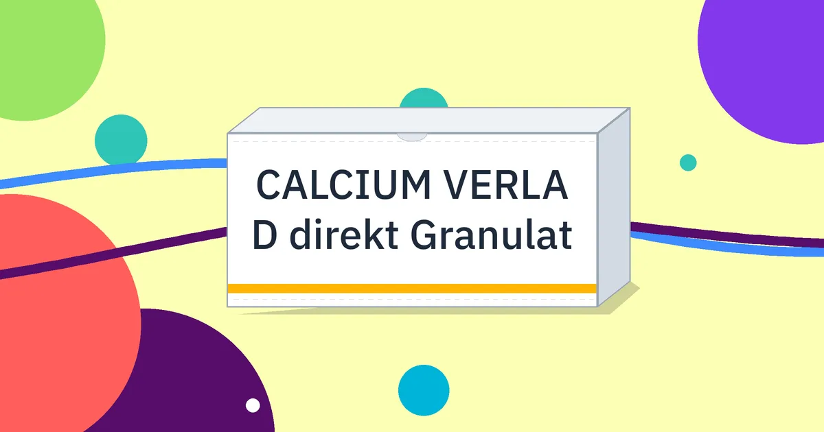 Symbolbild: Packung mit der Aufschrift CALCIUM VERLA D direkt Granulat (PZN 14287844) – Verfügbarkeit und Bezug in Apotheken in Frankfurt am Main