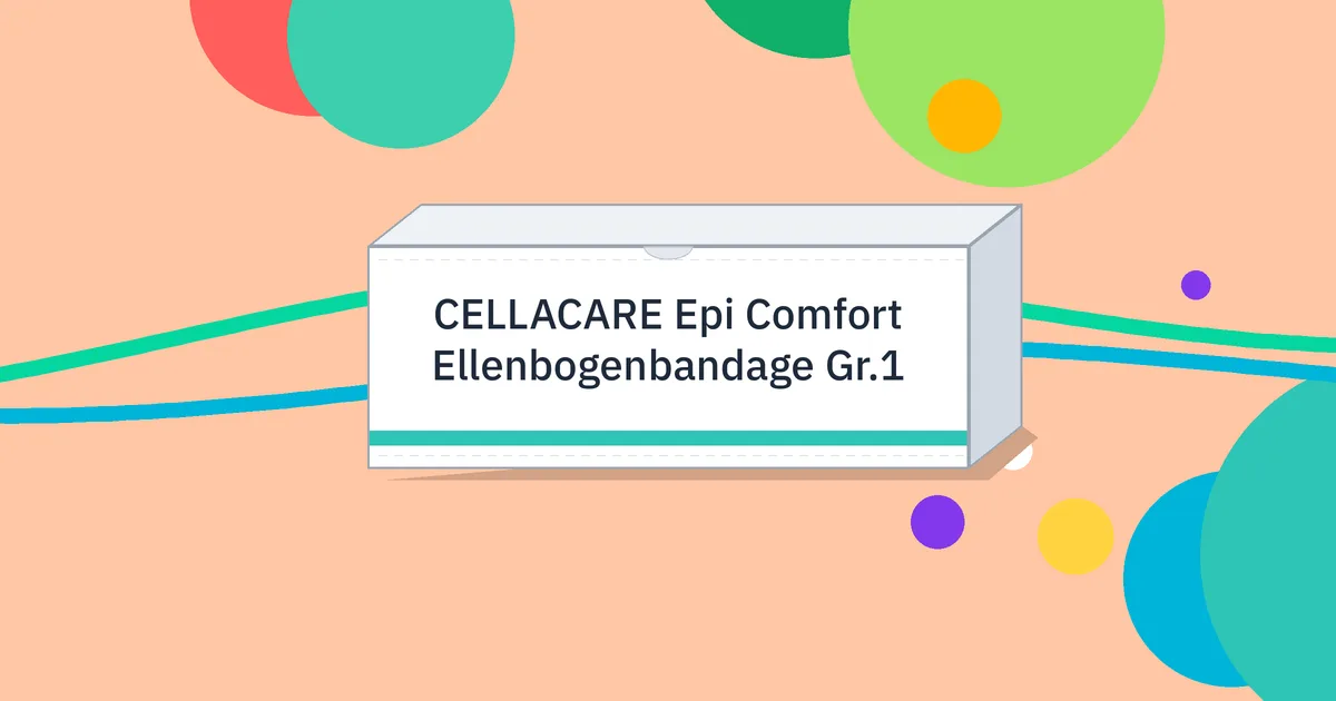 Symbolbild: Packung mit der Aufschrift CELLACARE Epi Comfort Ellenbogenbandage Gr.1 (PZN 11660917) – Verfügbarkeit und Bezug in Apotheken in Frankfurt am Main