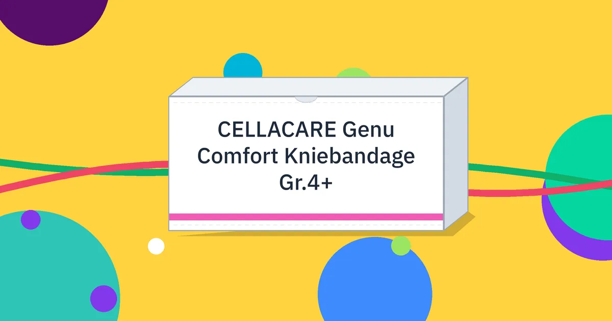 Symbolbild: Packung mit der Aufschrift CELLACARE Genu Comfort Kniebandage Gr.4+ (PZN 20549745) – Verfügbarkeit und Bezug in Apotheken in Frankfurt am Main