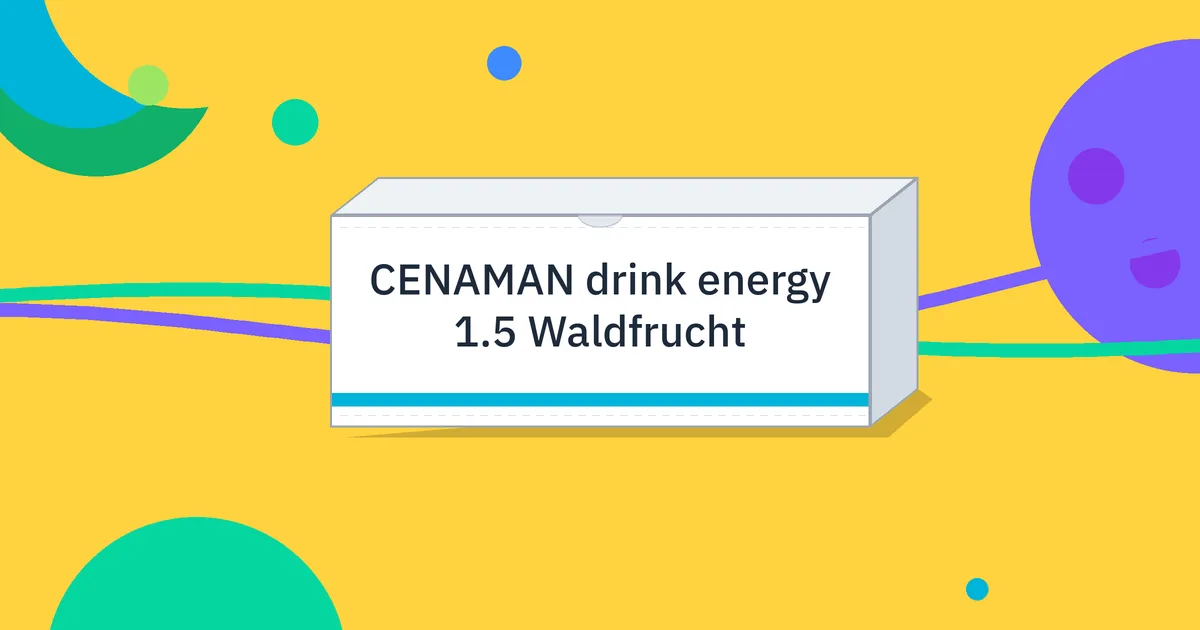 Symbolbild: Packung mit der Aufschrift CENAMAN drink energy 1.5 Waldfrucht (PZN 17510685) – Verfügbarkeit und Bezug in Apotheken in Frankfurt am Main