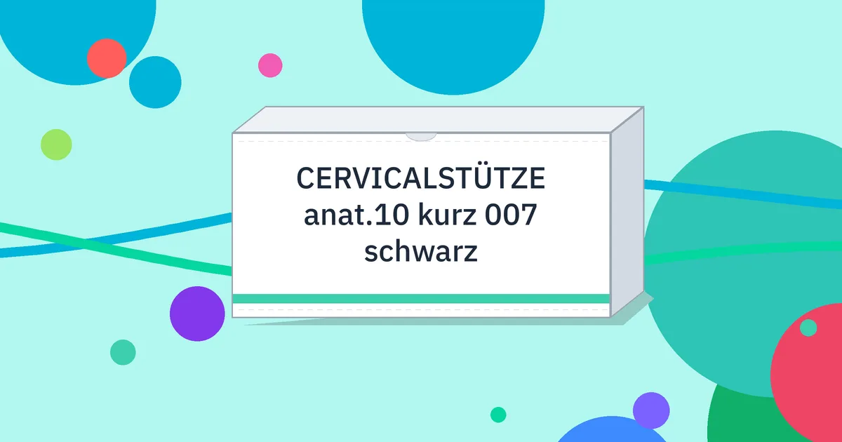 Symbolbild: Packung mit der Aufschrift CERVICALSTÜTZE anat.10 kurz 007 schwarz (PZN 10233308) – Verfügbarkeit und Bezug in Apotheken in Frankfurt am Main