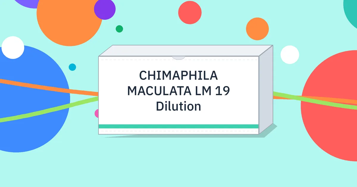 Symbolbild: Packung mit der Aufschrift CHIMAPHILA MACULATA LM 19 Dilution (PZN 13441875) – Verfügbarkeit und Bezug in Apotheken in Frankfurt am Main