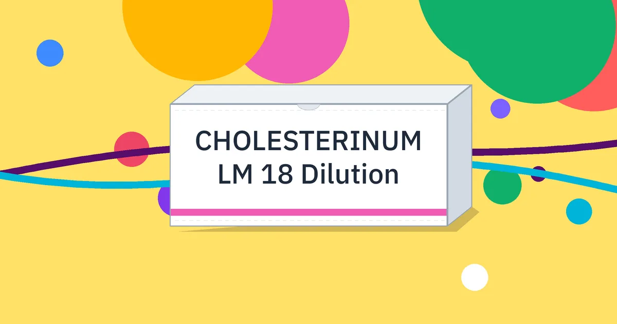 Symbolbild: Packung mit der Aufschrift CHOLESTERINUM LM 18 Dilution (PZN 06921439) – Verfügbarkeit und Bezug in Apotheken in Frankfurt am Main