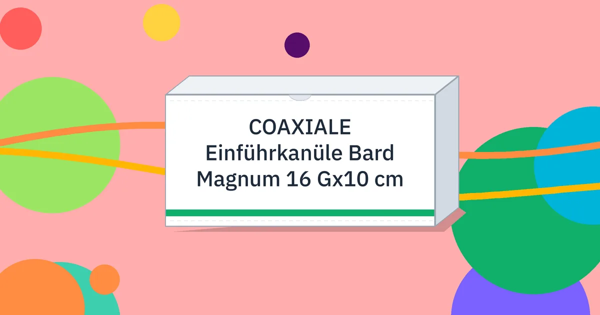 Symbolbild: Packung mit der Aufschrift COAXIALE Einführkanüle Bard Magnum 16 Gx10 cm (PZN 04669266) – Verfügbarkeit und Bezug in Apotheken in Frankfurt am Main