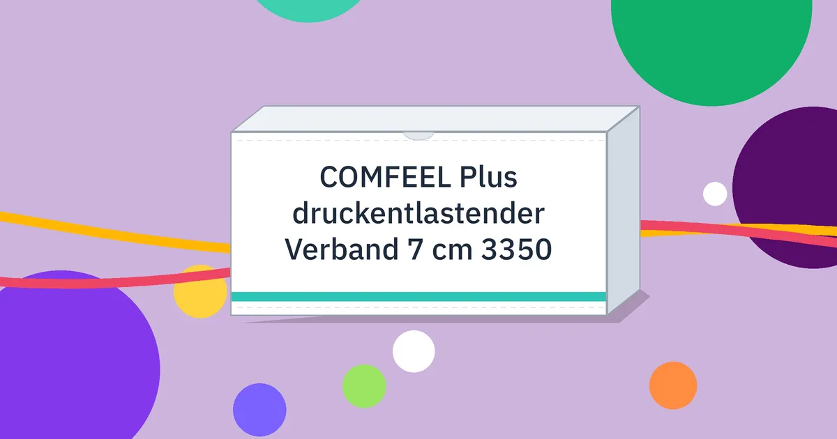 Symbolbild: Packung mit der Aufschrift COMFEEL Plus druckentlastender Verband 7 cm 3350 (PZN 09892678) – Verfügbarkeit und Bezug in Apotheken in Frankfurt am Main
