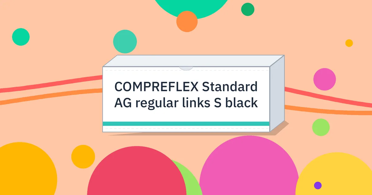 Symbolbild: Packung mit der Aufschrift COMPREFLEX Standard AG regular links S black (PZN 19534164) – Verfügbarkeit und Bezug in Apotheken in Frankfurt am Main