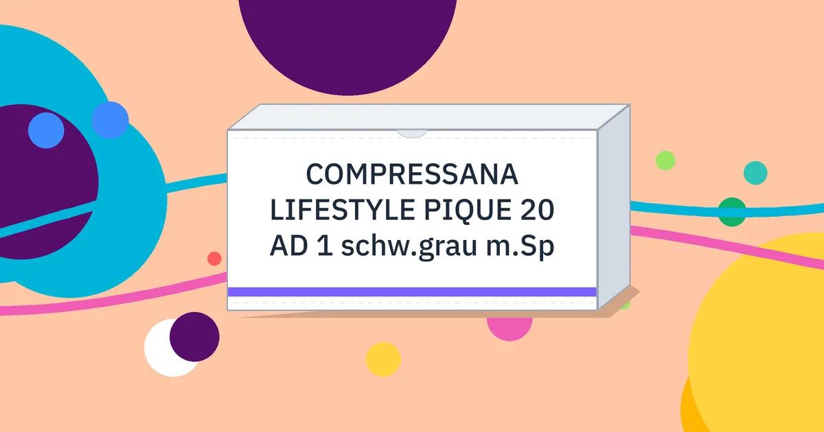 Symbolbild: Packung mit der Aufschrift COMPRESSANA LIFESTYLE PIQUE 20 AD 1 schw.grau m.Sp (PZN 19476952) – Verfügbarkeit und Bezug in Apotheken in Frankfurt am Main