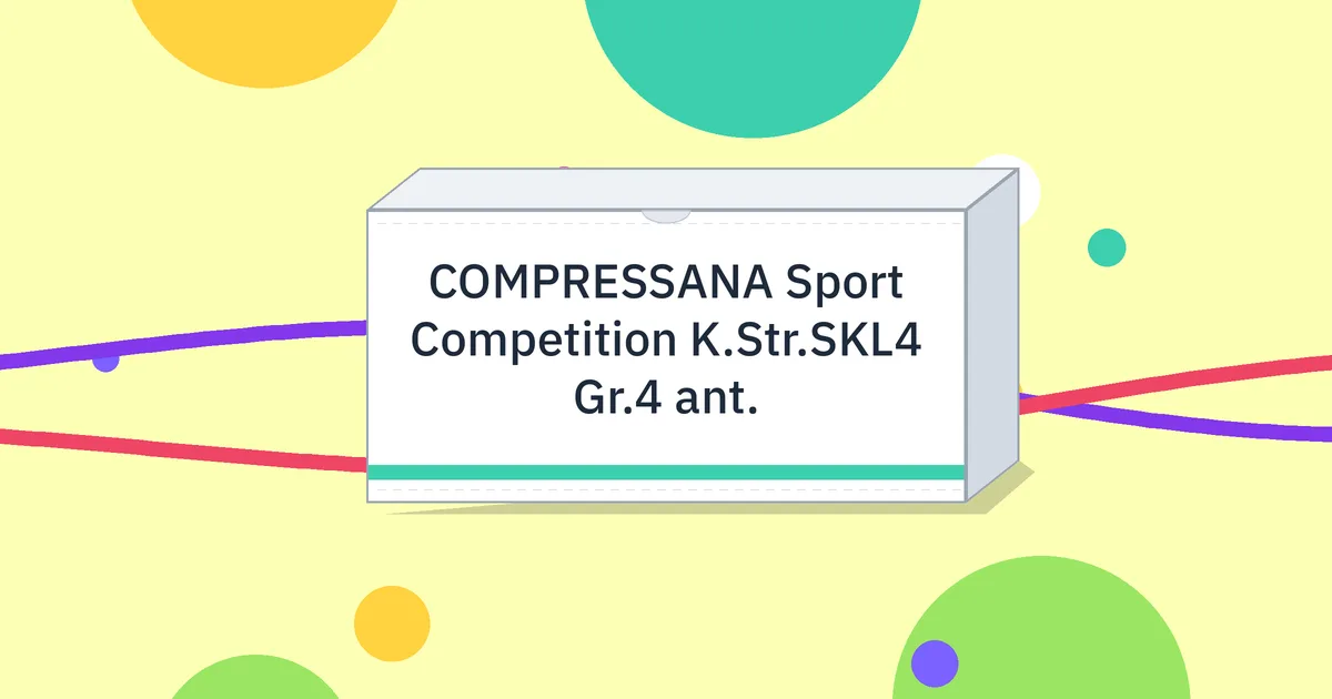 Symbolbild: Packung mit der Aufschrift COMPRESSANA Sport Competition K.Str.SKL4 Gr.4 ant. (PZN 11218512) – Verfügbarkeit und Bezug in Apotheken in Frankfurt am Main