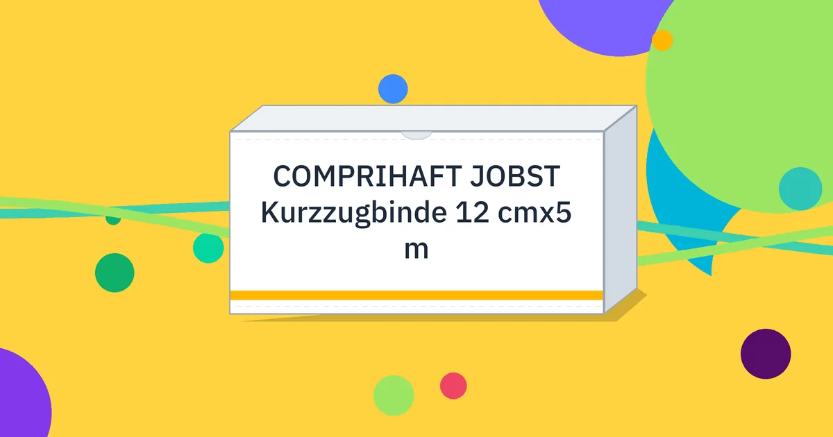 Symbolbild: Packung mit der Aufschrift COMPRIHAFT JOBST Kurzzugbinde 12 cmx5 m (PZN 11295027) – Verfügbarkeit und Bezug in Apotheken in Frankfurt am Main