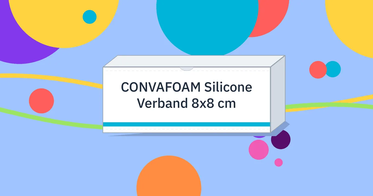Symbolbild: Packung mit der Aufschrift CONVAFOAM Silicone Verband 8x8 cm (PZN 19922239) – Verfügbarkeit und Bezug in Apotheken in Frankfurt am Main