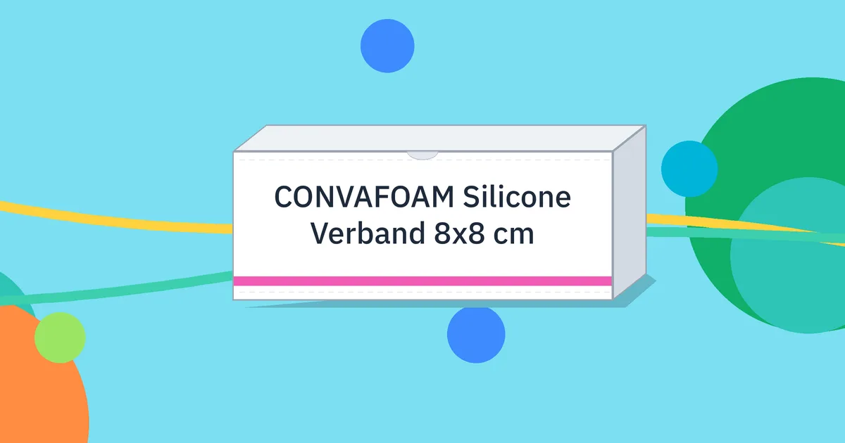 Symbolbild: Packung mit der Aufschrift CONVAFOAM Silicone Verband 8x8 cm (PZN 20038720) – Verfügbarkeit und Bezug in Apotheken in Frankfurt am Main