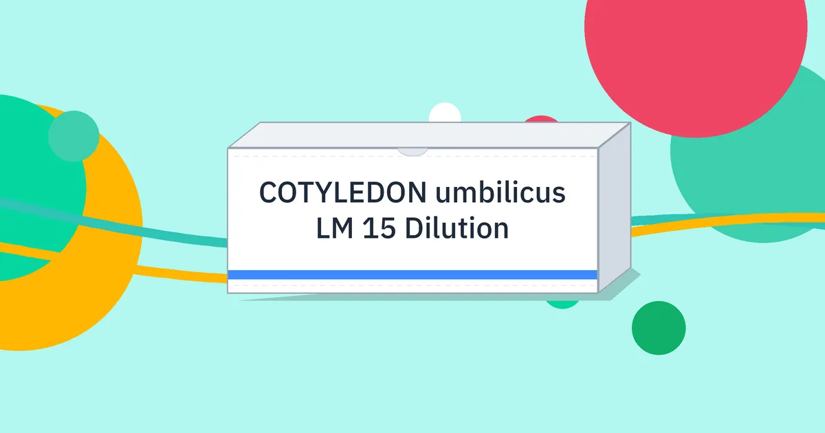 Symbolbild: Packung mit der Aufschrift COTYLEDON umbilicus LM 15 Dilution (PZN 13455854) – Verfügbarkeit und Bezug in Apotheken in Frankfurt am Main