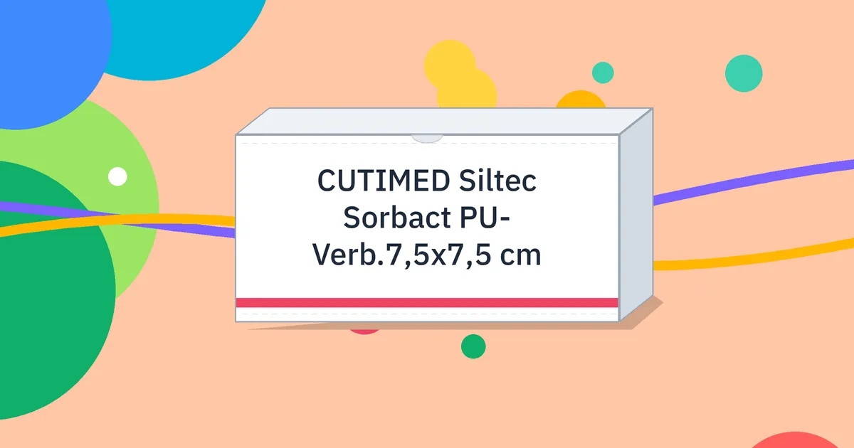Symbolbild: Packung mit der Aufschrift CUTIMED Siltec Sorbact PU-Verb.7,5x7,5 cm (PZN 17433826) – Verfügbarkeit und Bezug in Apotheken in Frankfurt am Main