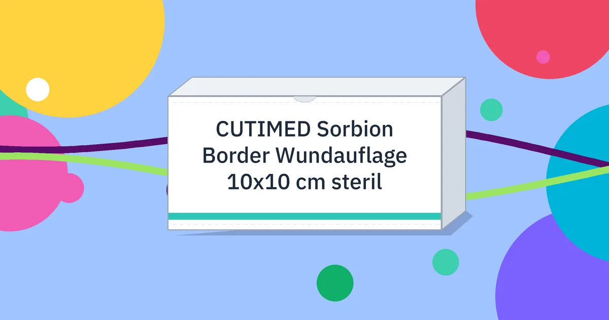 Symbolbild: Packung mit der Aufschrift CUTIMED Sorbion Border Wundauflage 10x10 cm steril (PZN 19063658) – Verfügbarkeit und Bezug in Apotheken in Frankfurt am Main