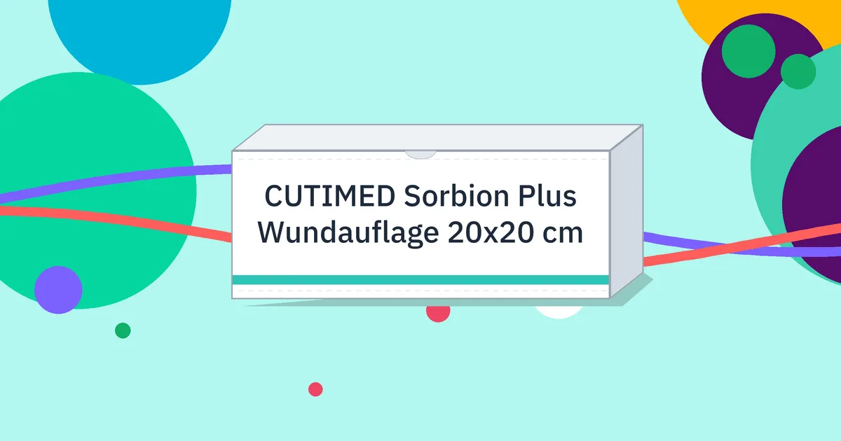 Symbolbild: Packung mit der Aufschrift CUTIMED Sorbion Plus Wundauflage 20x20 cm (PZN 11361959) – Verfügbarkeit und Bezug in Apotheken in Frankfurt am Main