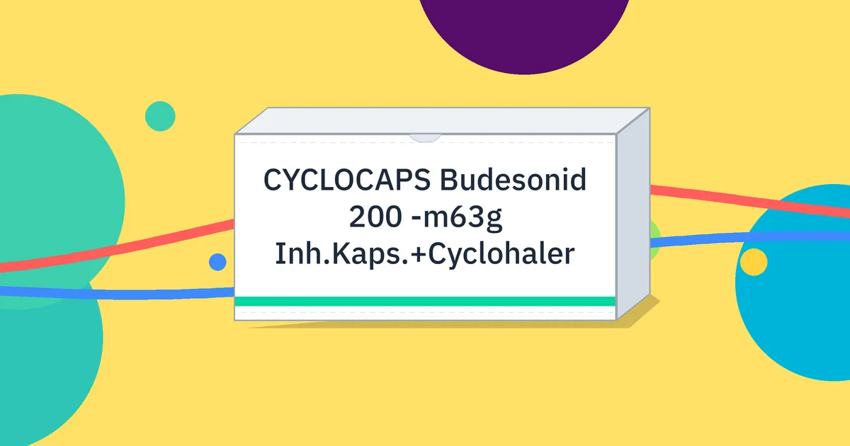 Symbolbild: Packung mit der Aufschrift CYCLOCAPS Budesonid 200 -m63g Inh.Kaps.+Cyclohaler (PZN 02417945) – Verfügbarkeit und Bezug in Apotheken in Frankfurt am Main