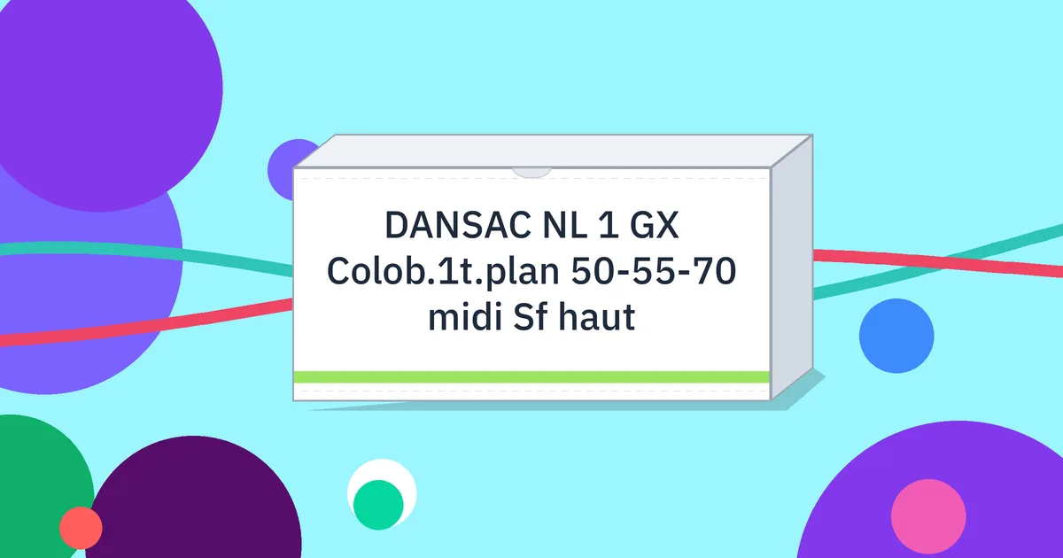 Symbolbild: Packung mit der Aufschrift DANSAC NL 1 GX Colob.1t.plan 50-55-70 midi Sf haut (PZN 10945581) – Verfügbarkeit und Bezug in Apotheken in Frankfurt am Main