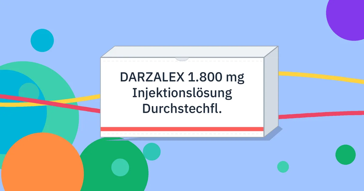 Symbolbild: Packung mit der Aufschrift DARZALEX 1.800 mg Injektionslösung Durchstechfl. (PZN 16354059) – Verfügbarkeit und Bezug in Apotheken in Frankfurt am Main