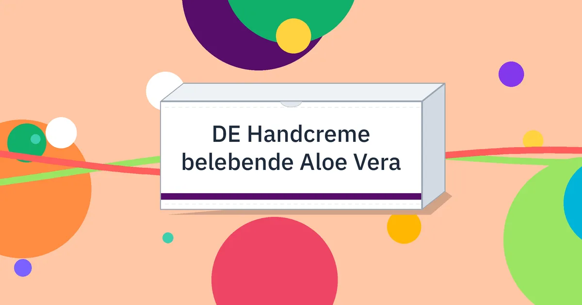 Symbolbild: Packung mit der Aufschrift DE Handcreme belebende Aloe Vera (PZN 16785457) – Verfügbarkeit und Bezug in Apotheken in Frankfurt am Main