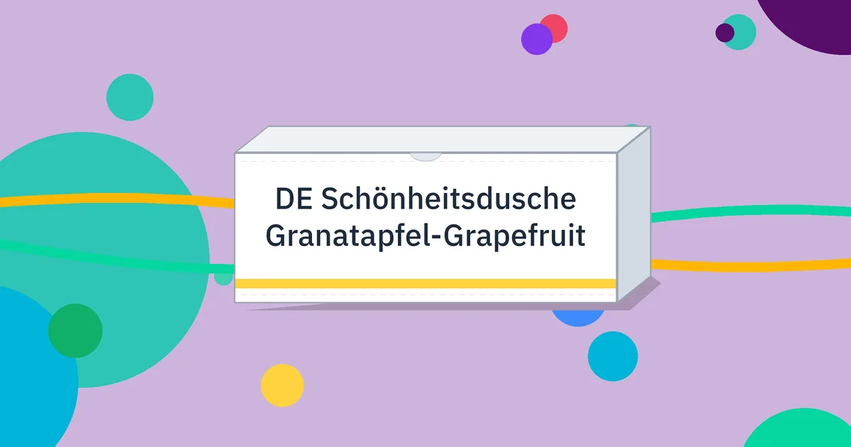 Symbolbild: Packung mit der Aufschrift DE Schönheitsdusche Granatapfel-Grapefruit (PZN 08844915) – Verfügbarkeit und Bezug in Apotheken in Frankfurt am Main