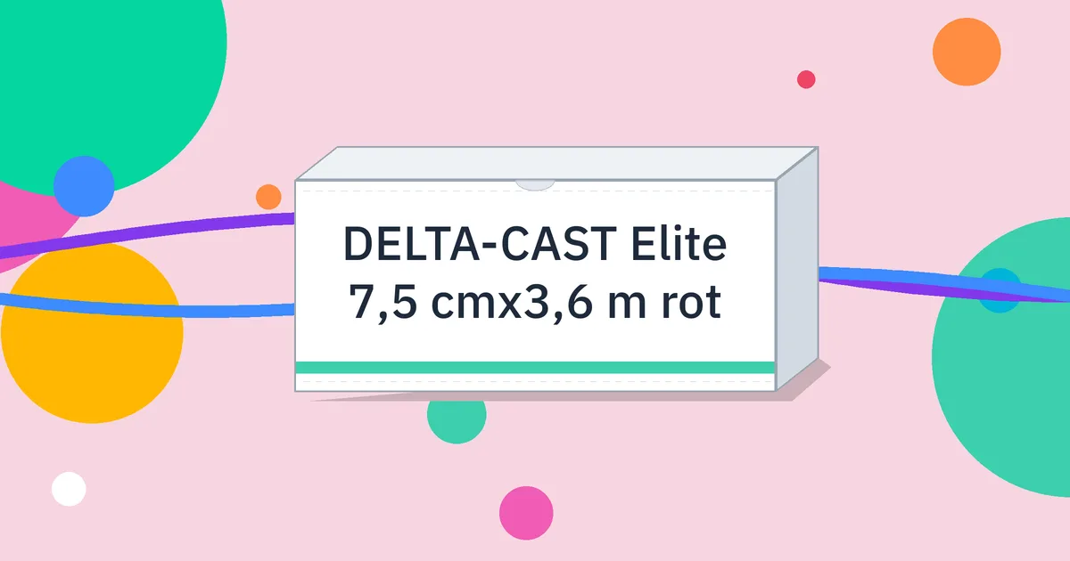 Symbolbild: Packung mit der Aufschrift DELTA-CAST Elite 7,5 cmx3,6 m rot (PZN 07550399) – Verfügbarkeit und Bezug in Apotheken in Frankfurt am Main