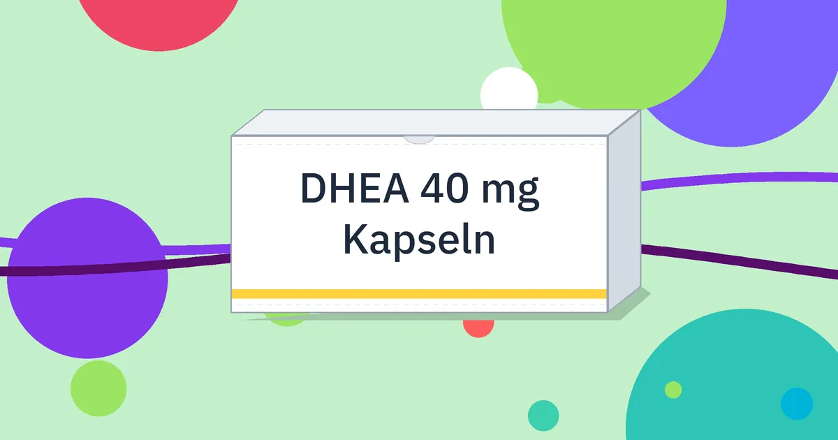 Symbolbild: Packung mit der Aufschrift DHEA 40 mg Kapseln (PZN 18682810) – Verfügbarkeit und Bezug in Apotheken in Frankfurt am Main